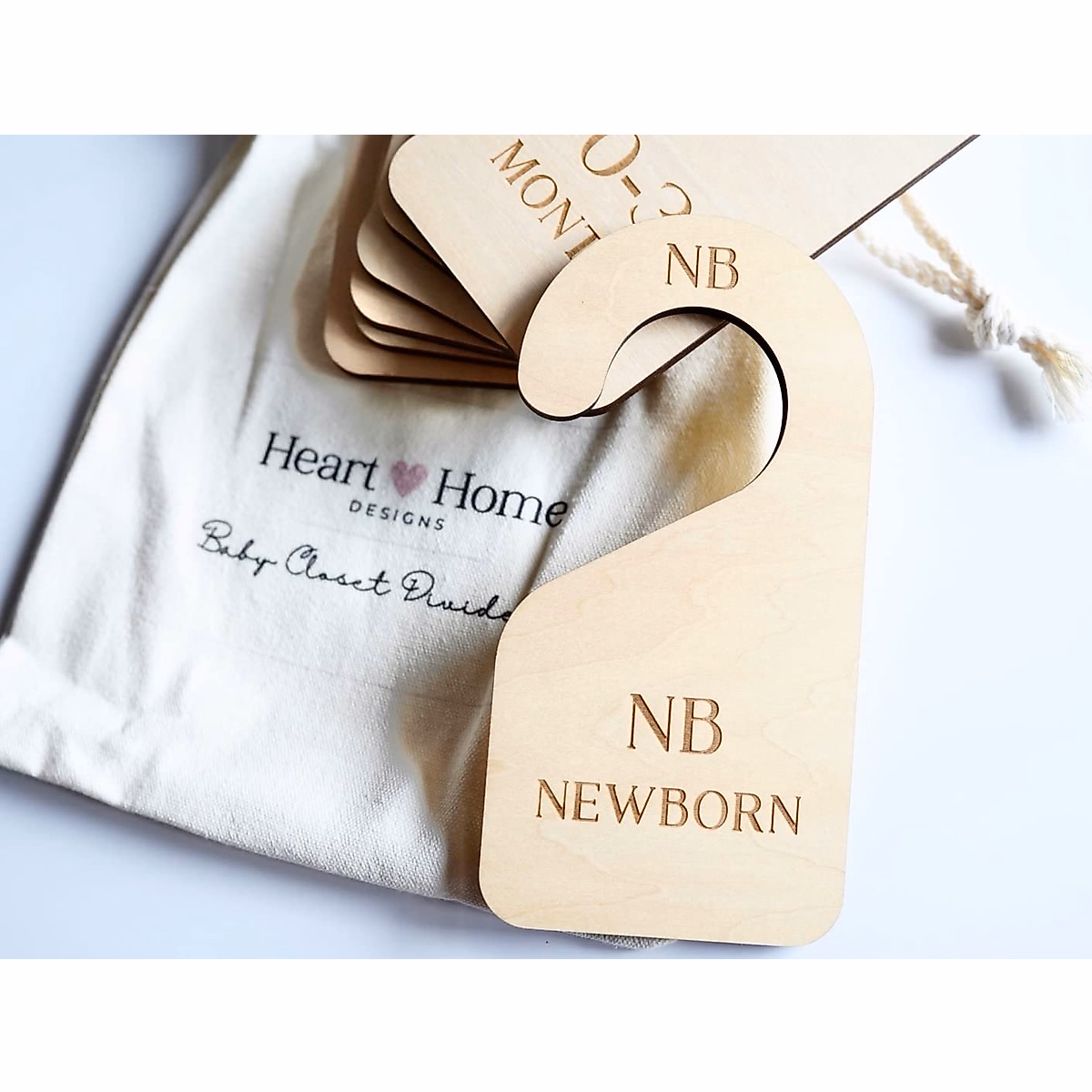 Heart and Home Designs - Modern Double-Sided Baby Closet Dividers, Nursery Closet Organizers – Set of 7 Durable Baby Closet Size Dividers - Size Newborn to 24 Months