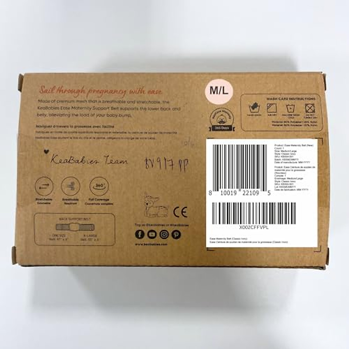 KeaBabies Maternity Belly Band - Soft & Breathable Pregnancy Belly Support Belt - Pelvic /Tummy Band Sling for Pants - Pregnancy Back Brace (Classic Ivory, M/L)