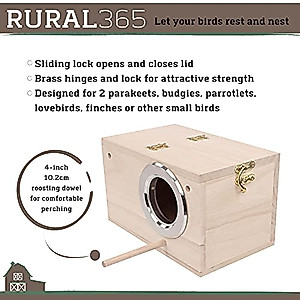 Rural365 Medium Parakeet Nesting Box Bird Breeding Box Parakeets Mating Nest for Budgie, Lovebird - 7.9 x 4.7 x 4.7 Inch