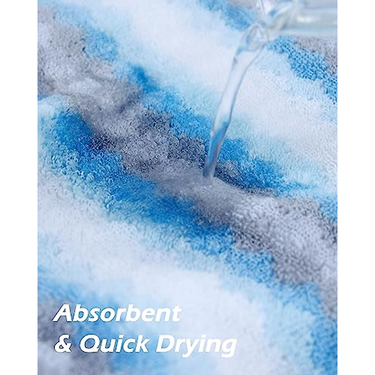 Jacquotha 6 Piece Soft and Absorbent Bathroom Towel Set, 2 Bath Towels, 2 Hand Towels, 2 Washcloths, Stripe and Cut Velvet Design, Cotton Lightweight Thin Towel Sky Blue