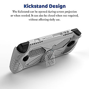 Protective Case for Rog Ally with Kickstand, DOBEWINGDELOU TPU Protector Case Cover Skin with Foldable Stand Accessories for Rog Ally Game Handheld 2023, Shockproof Non-Slip Anti-Collision White