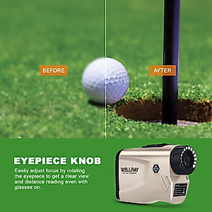 Golf Rangefinder,Wellray Laser Golf Rangefinder with Slope,650 Yards Rang Finder Devices with 6X Magnification & Flag Pole Locking Vibration Function, Range Finder for Golfing & Hunting,3 Modes