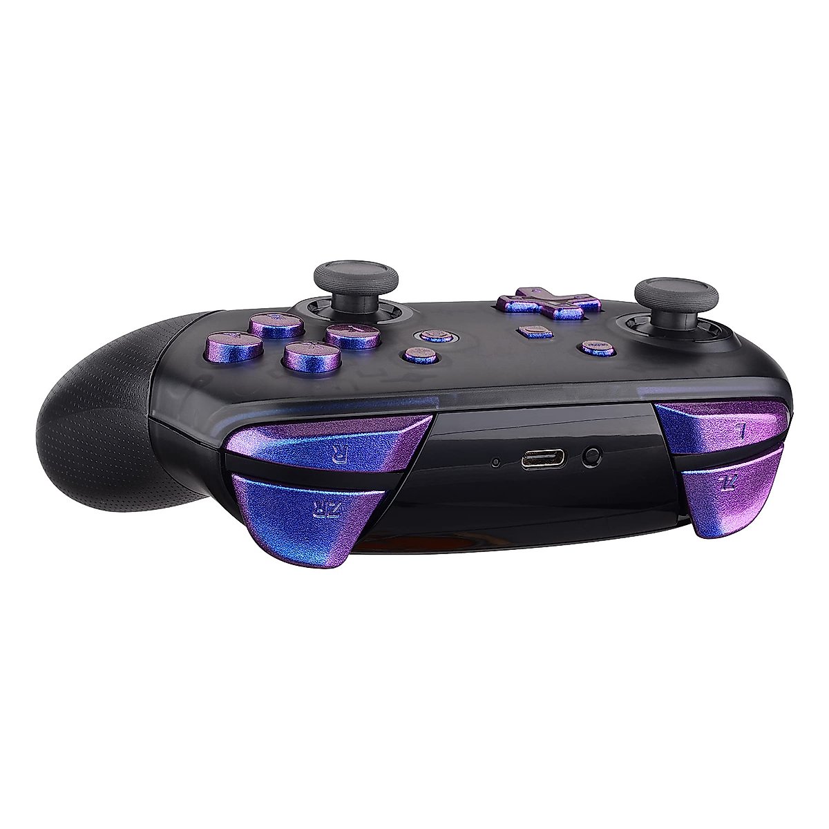 eXtremeRate Purple Blue Chameleon Repair ABXY D-pad ZR ZL L R Keys for Nintendo Switch Pro Controller, DIY Replacement Full Set Buttons with Tools for Nintendo Switch Pro - Controller NOT Included