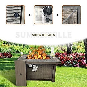 Propane Fire Fit Table, Summerville 42 inch Gas Fire Table Outdoor Smokeless Square 50,000 BTU Auto-Ignition Firepits with Lava Stone for Patio,Garden,Backyard