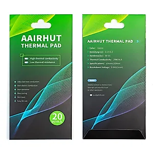 Aairhut Thermal Pad 20W/m.K, 100x50x1mm Silicone Cooling Pad Non Conductive Heat Resistance Extreme Odyssey Cover with Dual Self-Adhesive Films for PC Laptop PS4/PS5/SSD/RAM - 1 Pad