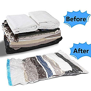 Merisiga 12 Pack Travel Space Saver Compression Bags for Travel, Camping and Storage, (Jumbo×4, Large×4, Small×4) Roll Up Reusable Travel Space Saver Vacuum Storage Bags, No Vacuum or Pump Needed