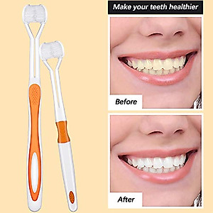 Patelai 8 Pieces Autism Toothbrush for Adult Kids Teeth Care Soft Toothbrush 3 Bristle Toothbrush Manual Toothbrush Nice Angle Bristles for Deep Cleaning Each Tooth, Red, Orange, Blue, Green