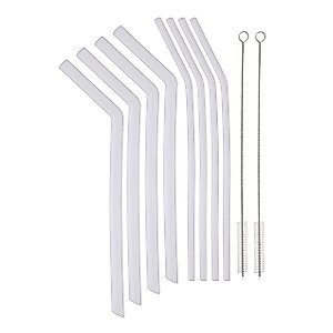 Traytastic! Clear Silicone Straws - 8 Pack, (4) Jumbo & (4) Standard Sized Drinking Straws + (2) Cleaning Brushes | Flexible Reusable Eco-Friendly