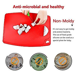 Liflicon Extra Large Thick Silicone Cutting Board 14.6'' x 10.43'' Chopping Board Flexible Cutting Mats Dishwasher Safe-Red