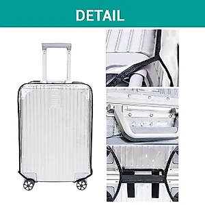 Clear Suitcase Cover - 20 24 26 28 30 Inch Waterproof PVC Suitcase Cover - Transparent Travel Suitcase Wrap - Protective Cover Case for Wheeled Luggage (24-Inch)