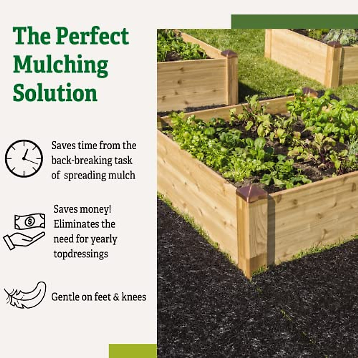Gardener's Supply Company Recycled Rubber Walkway | Natural Looking Permanent Mulch Pathway Solution and Plants Vegetables & Flower Garden Barrier | Garden Edging Border Mat - 8' x 2'
