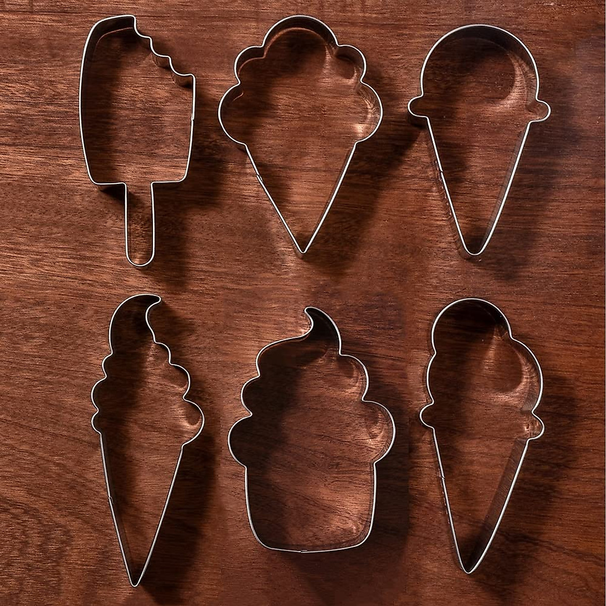 LILIAO Summer Ice Cream Cookie Cutter Set Sundae/Popsicle Biscuit and Fondant Cutters - 6 Piece - 3.6, 4.5, 4.2, 4, 4.3 and 3.7 inches - Stainless Steel