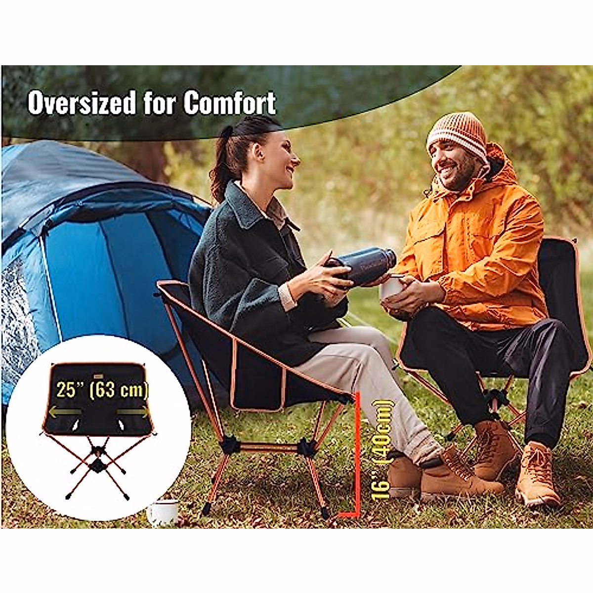 TREKOLOGY Portable Camping Chairs for Adults, YIZI 2.0 Portable Folding Camp Chairs, Adults Backpacking Chair Travel Chair Small Portable Chairs Lightweight Foldable Compact Camping Chair Hiking Chair