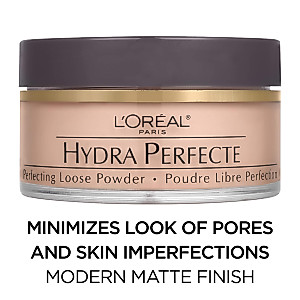 L'Oreal Paris Hydra Perfecte Perfecting Loose Face Powder, Minimizes Pores & Perfects Skin, Sets Makeup, Long-lasting, with Moisturizers to Nourish & Protect Skin, Translucent, 0.5 Fl. Oz.