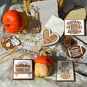 16 Pcs Football Tiered Tray Decor Fall Football Decor Football Season Truck Wooden Signs Rustic Football Table Centerpieces Farmhouse Football Decorations for Home Football Fans Club
