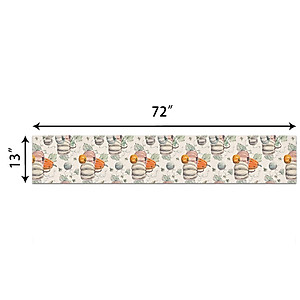 Sambosk Fall Gray Pumpkin Table Runner, Autumn Thanksgiving Table Runners for Kitchen Dining Coffee or Indoor and Outdoor Home Parties Decor 13 x 72 Inches SK075