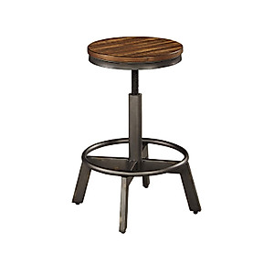 Signature Design by Ashley Torjin Industrial 24" Adjustable Height Barstool, 2 Count, Brown