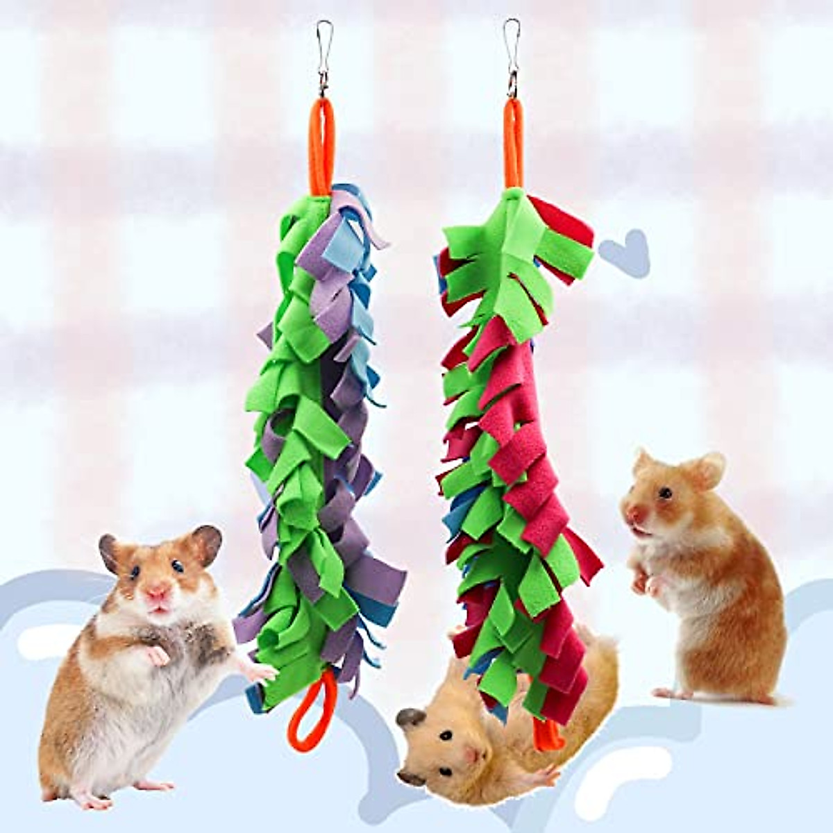 Dnoifne 2 Pack Sugar Glider Toys, Colorful Small Animals Climbing Swing Toys, Rat Rope Perch Toys, Cage Accessories for Sugar Glider Hamster Rats Ferret Squirrel Chinchilla Parrots Cockatiels