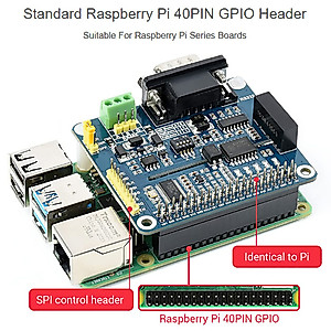 Isolated RS485 RS232 Expansion HAT Board for Raspberry Pi 4B/3B+/3B/2B/Zero/Zero 2 W/Zero 2 WH,Adopt SC16IS752 UART Expansion Chip,SPI to RS485 and RS232 Up to 921600bps Data Rate