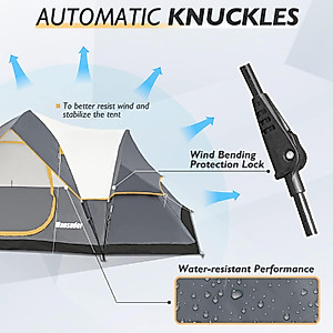 Mansader 6 Person Family Camping Tent,Waterproof Windproof with Top Rainfly,Easy Set Up,Pop Up Tent for Outdoor Camping Hiking Travel (Grey)