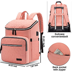 Orvilly 15.6in Laptop Backpack Purse for Women, Stylish College School Travel Casual Daypack Bookbag, Work Shopping Bag Light Weight For Men Girls Boys Student Netbook-Peach