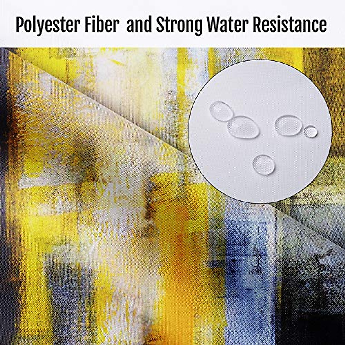 Britimes 4 Piece Shower Curtain Sets, Yellow Gray White with Non-Slip Rugs, Toilet Lid Cover and Bath Mat, Durable and Waterproof, for Bathroom Decor Set, 72" x 72"