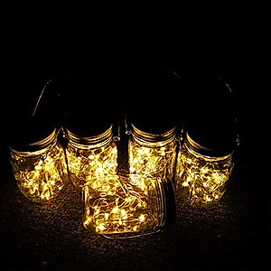 Solar Lanterns Mason Jar Hanging Lights,4 Pack 30 LED Lights String Fairy Firefly Starry Jar Lights (Mason Jars/Hangers Included),for Patio Garden Wedding Table Mason Jar Decor Solar Lantern Lights