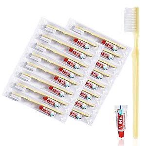 G-Smile100 pcs Individually Wrapped Disposable Toothbrushes with Toothpaste