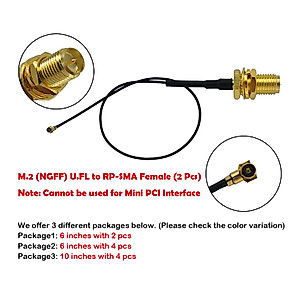 Tenmory UFL to SMA M.2 NGFF U.FL to RP-SMA Female MHF4 IPX4 IPEX4 Ipex Connector Pigtail Antenna Extension Cable (15cm (2 Pcs))