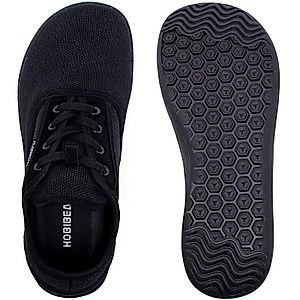 HOBIBEAR Wide-Toe-Box Barefoot Shoes for Mens Womens Minimalist Breathable Trail Running Walking Shoes Black 11.5 Wide Women/10.5 Wide Men