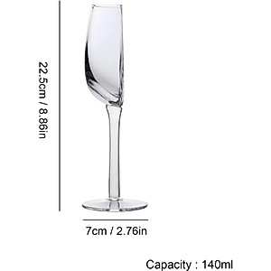 Half Crystal Glass Cups, Novelty Funny Wine Glass Cut In Half, 140ml Clear Glass Champagne Cups, Reusable Long Stemmed Semi-Circular Red Wine Glass for Birthday Anniversary (2 Pcs)