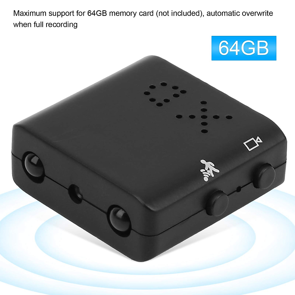 Salaty Motion Detection Camera, Plug and Play Motion Detection Recording 1080P Mini Security Camera, 3x2.8x1.1cm for Office Home