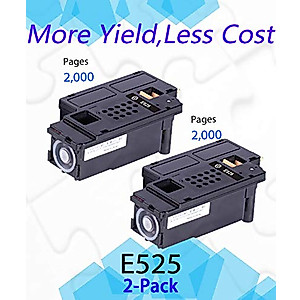 EASYPRINT 2-Pack of Black Compatible Toner Cartridges Replacement for Dell E525W E525 Used for Dell E525W Wireless Color Laser Printer for 593-BBJX 593-BBJU 593-BBJV 593-BBJW