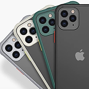 ZEZHOU iPhone 11 Pro Max Case with Camera Lens Protector 6.5", Shockproof Full Body Covered Soft Flat Edge Bumper Enhanced Corner, Translucent Matte Hard PC Back Slim Drop Protection Phone Case, Black