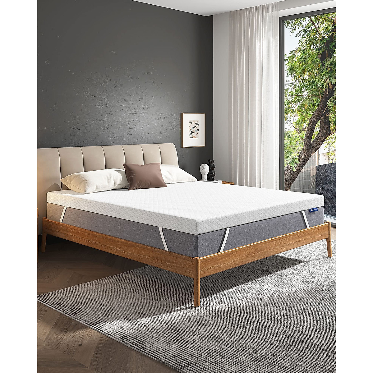 Avenco Gel Memory Foam Mattress Topper 2 Inch Twin Size Bed Topper with Removable Cover for College Dorm, Plush Feeling, CertiPUR-US Certified, White (T4FM05)