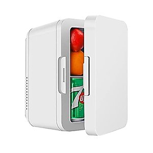 ZHENROAD Mini Fridge, 8L/8 Can Skincare Fridge, Portable 110V AC/ 12V DC Cooler and Warmer Refrigerators for Beverage, Cosmetics, Office Bedroom, Desk & College Dorm Room(White)