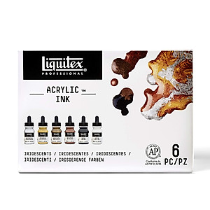 Liquitex Professional Acrylic Ink, 1-fl oz (30ml), Iridescent Color Set, Set of 6
