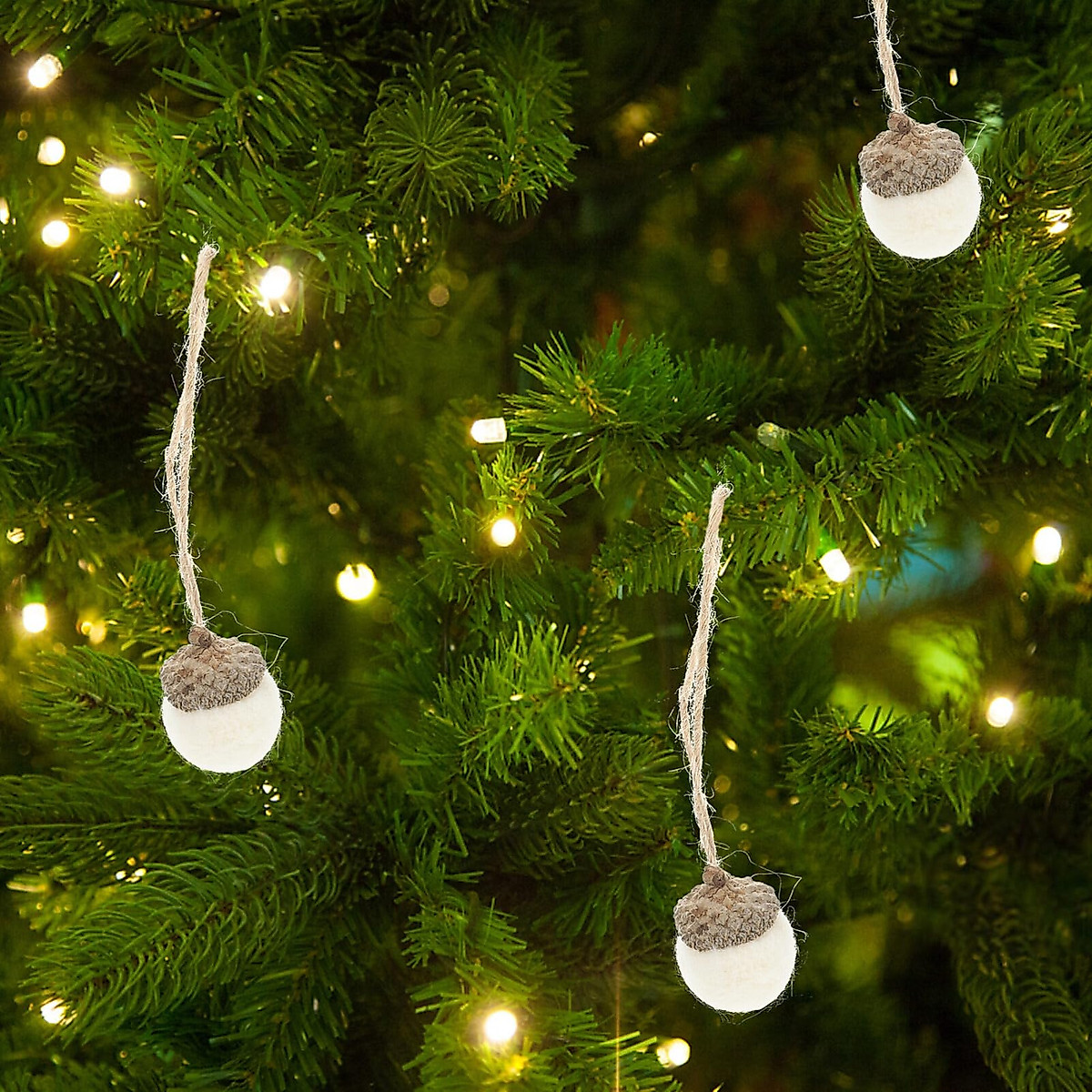 Baluue 10pcs Felt Acorn Bunches Christmas Pom Pom Christmas Hanging Pine Cones Lifelike Acorns Wool Felt Acorns Felted Wool Acorn Fall Tree Ornaments Fall Ornaments Autumn White Party Bag