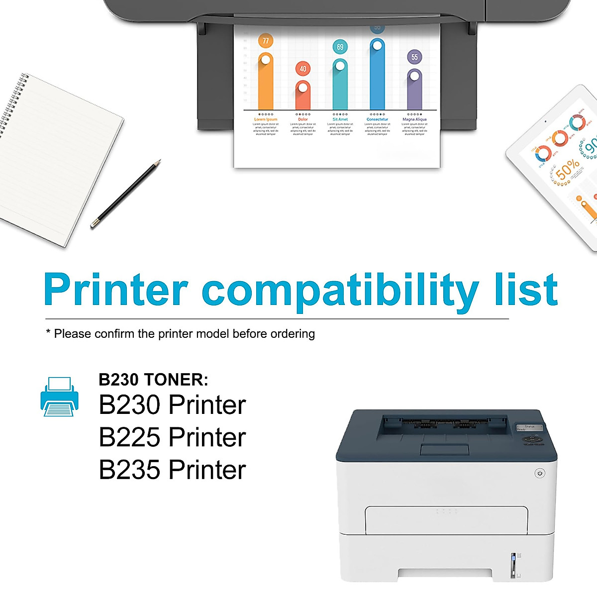 DOPHEN B230/B225/B235 Standard Capacity Toner Cartridge 1 Pack Black 006R04399 Toner Replacement for Xerox B230 B225 B235 Printer
