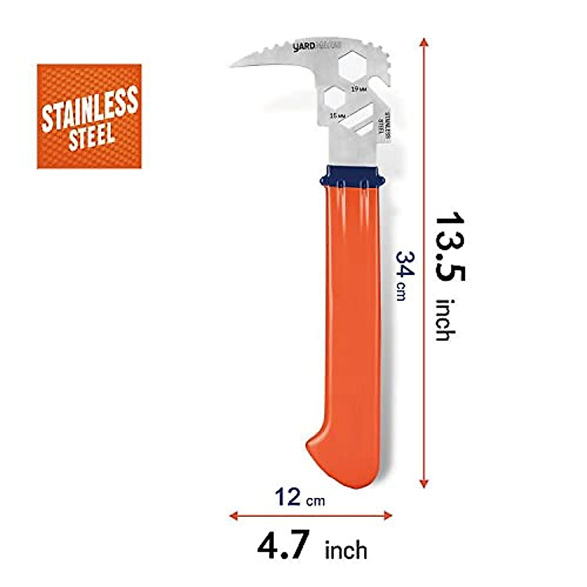 YARDMARIS Hookaroon 13.5 Inch Stainless Steel Pickaroon for Log Pulling and Moving Wood Firewood Tool