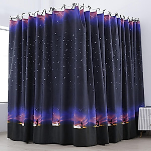 Mengersi Galaxy Star Canopy Bed Curtains Full Size,Canopy Curtains Bedroom Decoration for Girls Adults Windproof Lightproof Bed Canopies Child Gift (Black)