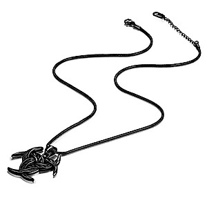 Celtic Knot Necklace Viking Pendant - Norse Mythology Jewelry Triple Odin Horn Crescent Moon Necklace Mens 316L Stainless Steel Triskelion Amulet Pewter Tribal Protection Triskele Jewelry SP0053B