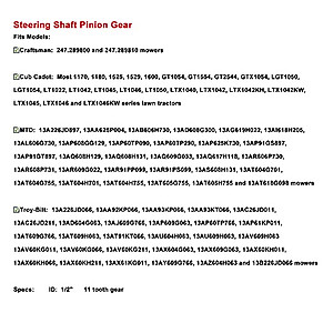Ohoho 2 x Pack 717-1554 Steering Shaft Pinion Gear & Bushing Kit Compatible with MTD 717-1554 941-0656A 741-0656 Fits Toro 112-0863 and Cub Cadet LT1042 LT1045 LT1046 LT1050
