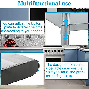 Work Table, 48 X 24 Inch Food Prep Table Stainless Steel Table with Adjustable Shelf and Plastic Feet, NSF Heavy Duty Commercial Worktables for Restaurant, Kitchen