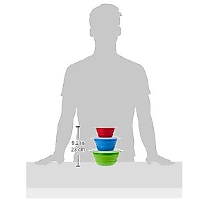 Progressive International CB-20 Storage Bowls with Lids, Set of 3, teal, green and red