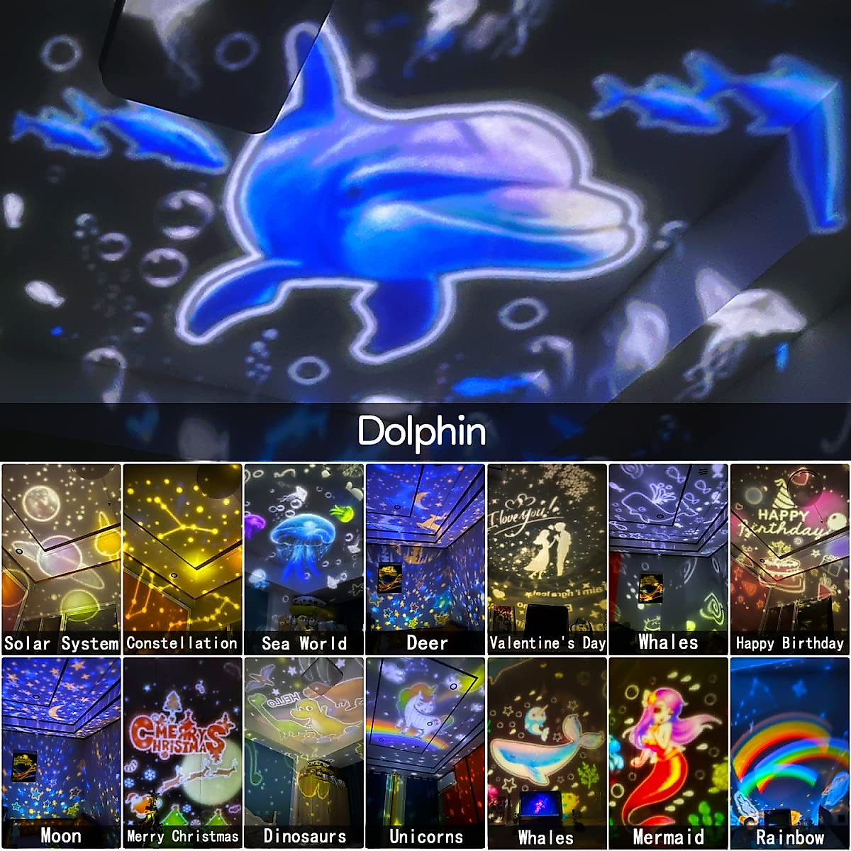 Night Lights for Kids, Star Projector Lamp, 15 Sets of Films, Planetarium Projector Night Light for Boys and Girls Birthday Gifts, Christmas, Parties, Best Gift for Baby's Bedroom