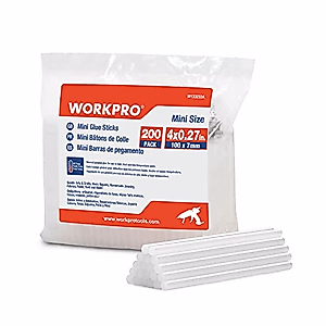 WORKPRO Mini Hot Glue Sticks, 200-pack, 0.27x4 inches, Compatible with Most Glue Guns, Multipurpose for DIY Art Craft General Repairs, Home Decorations and Gluing Projects