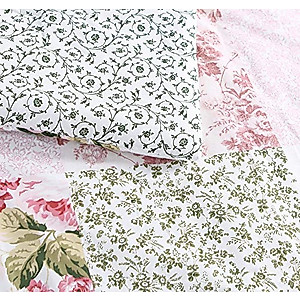 Laura Ashley Home - King Comforter Set, Reversible Cotton Bedding, Includes Matching Shams with Bonus Euro Shams & Throw Pillows (Ailyn Pink, King)