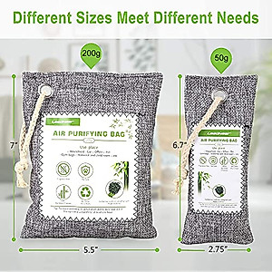 10 Pack Bamboo Charcoal Air Purifying Bags, Activated Charcoal Air Freshener, Nature Fresh Air Purifier Bags, Smell Absorbers for Home, Pet, Closet, Car, Mildew (6x200g, 4x50g) (10)