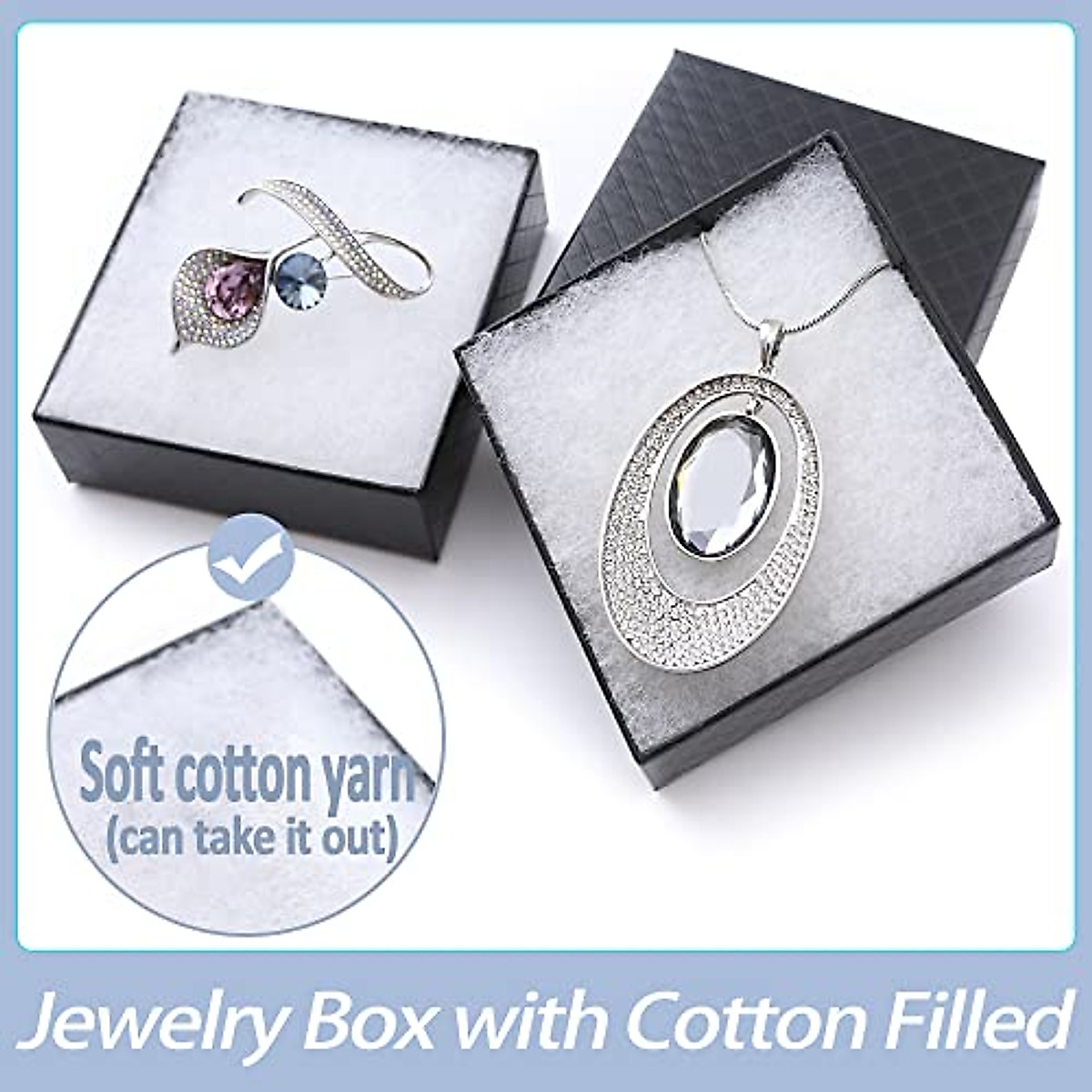 FAUVISLOVE 20-pack Cotton Filled Cardboard Paper Jewelry Box Gift Case,3.5 X3.5x1 Inch Glossy Black Jewerly Box For Necklaces And Bracelets.small Gift Boxes With Lids For Jewelry Gift Packaging.